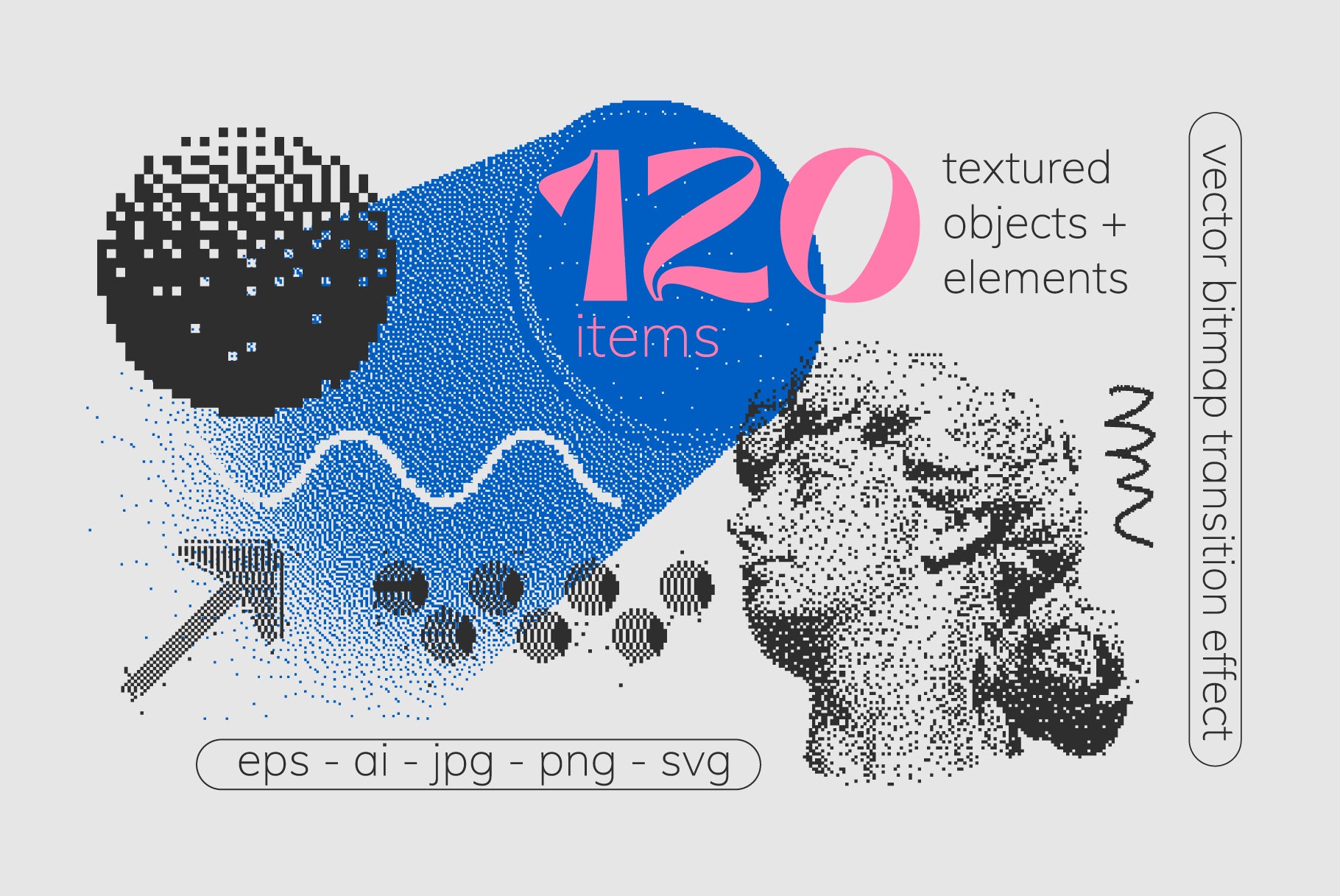 120 Vector Dither Textured Clip Art Shapes Set – Samolevsky