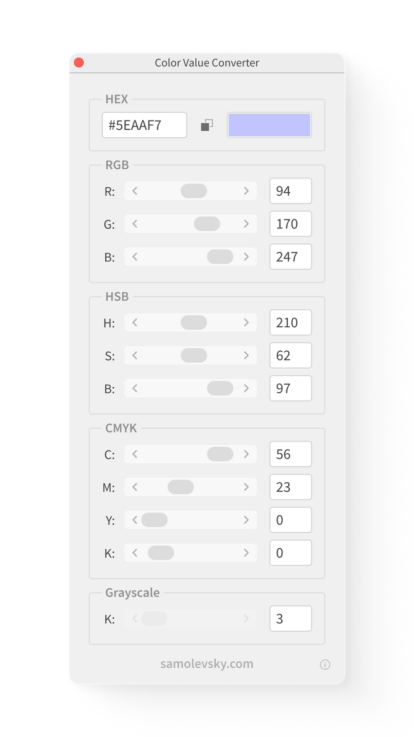 Color Value Converter – Samolevsky