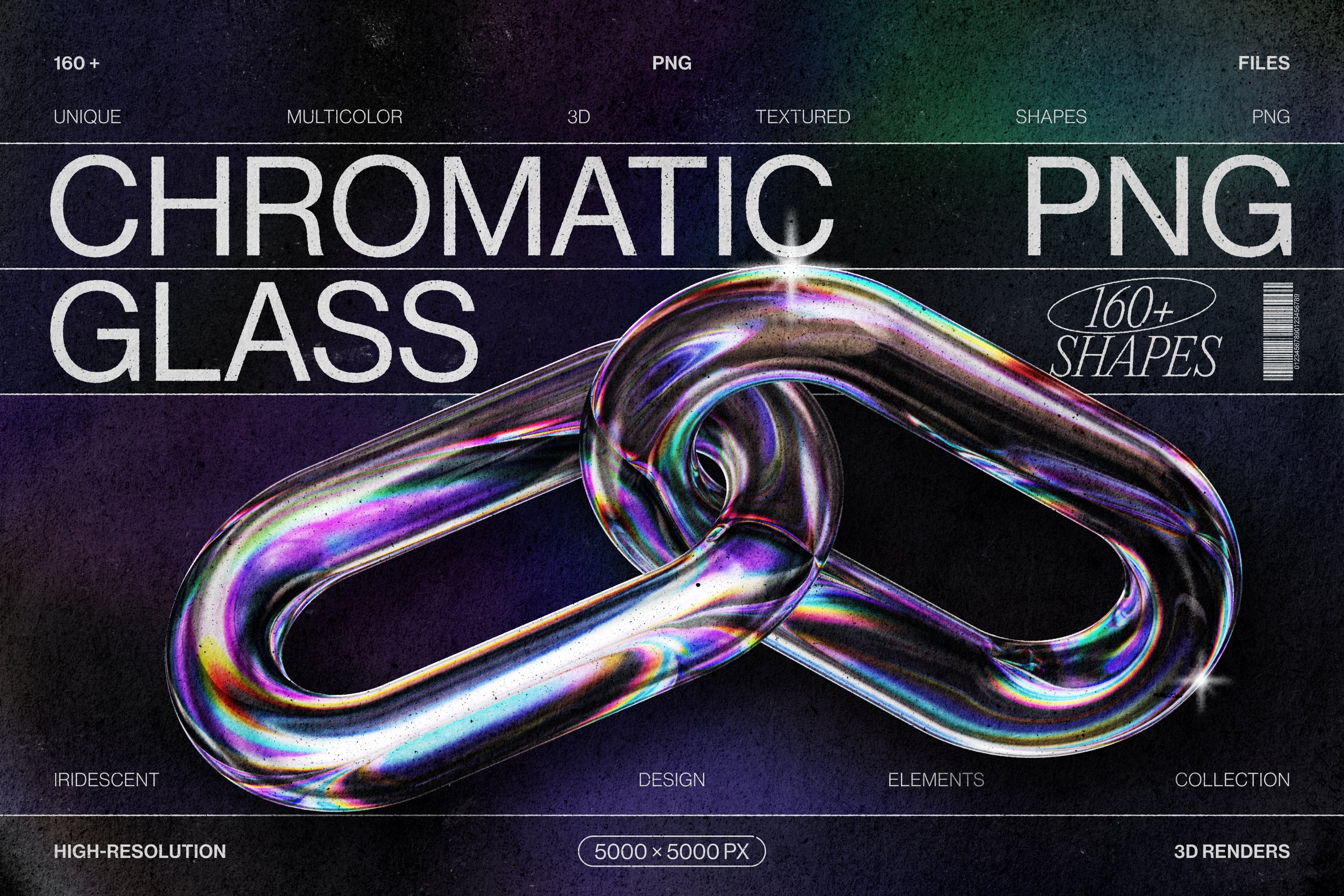 Chromatic Glass Shapes – 160+ Iridescent 3D Elements – Samolevsky