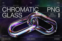 Chromatic Glass Shapes – 160+ Iridescent 3D Elements – Samolevsky