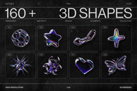Chromatic Glass Shapes – 160+ Iridescent 3D Elements – Samolevsky