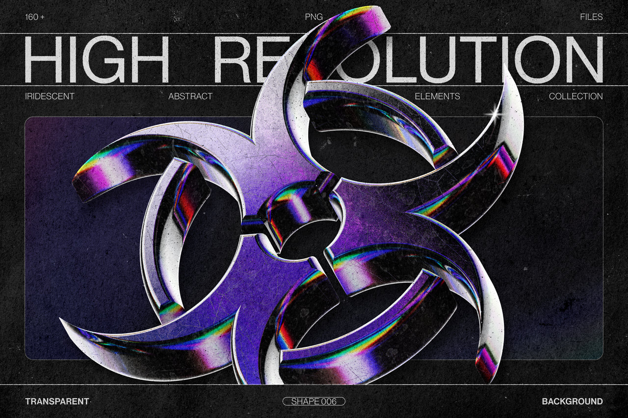 Chromatic Glass Shapes – 160+ Iridescent 3D Elements – Samolevsky