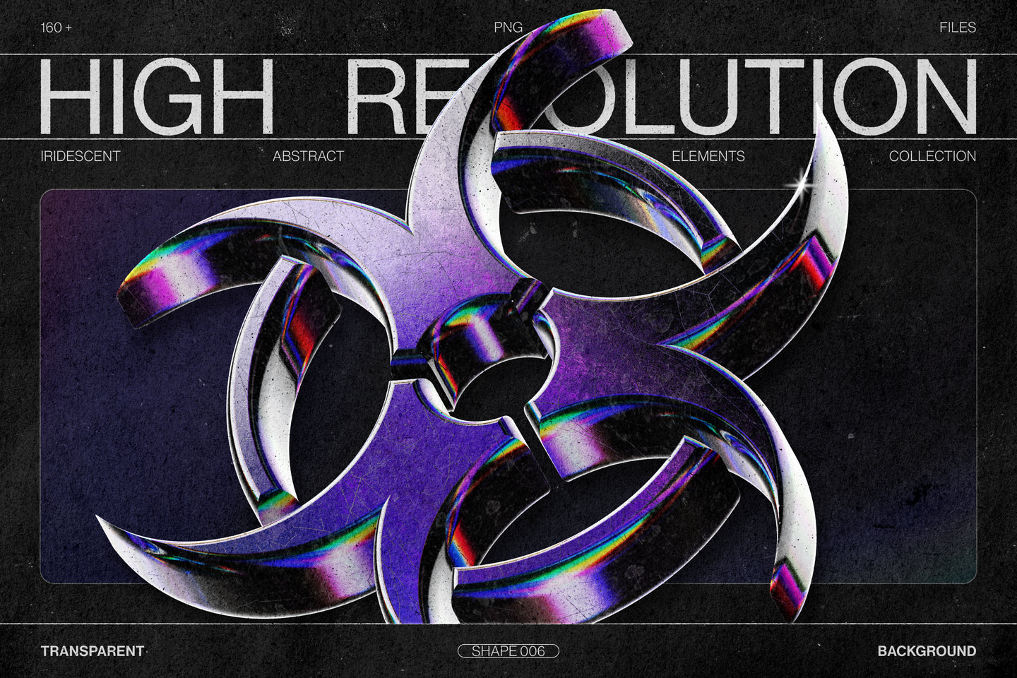 Chromatic Glass Shapes – 160+ Iridescent 3D Elements – Samolevsky