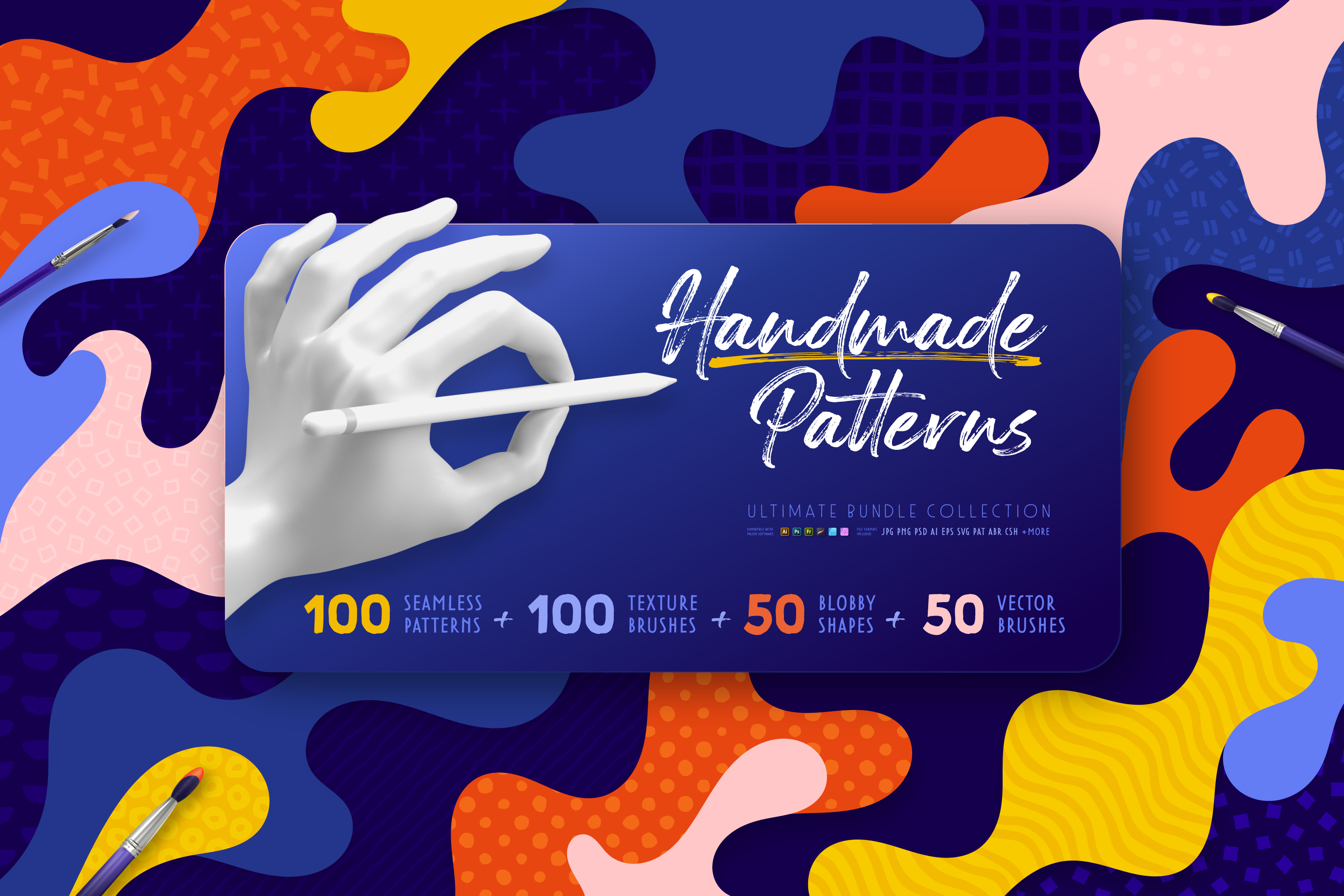 Handmade Patterns Bundle - 300 Seamless Patterns, Brushes, and Shapes ...