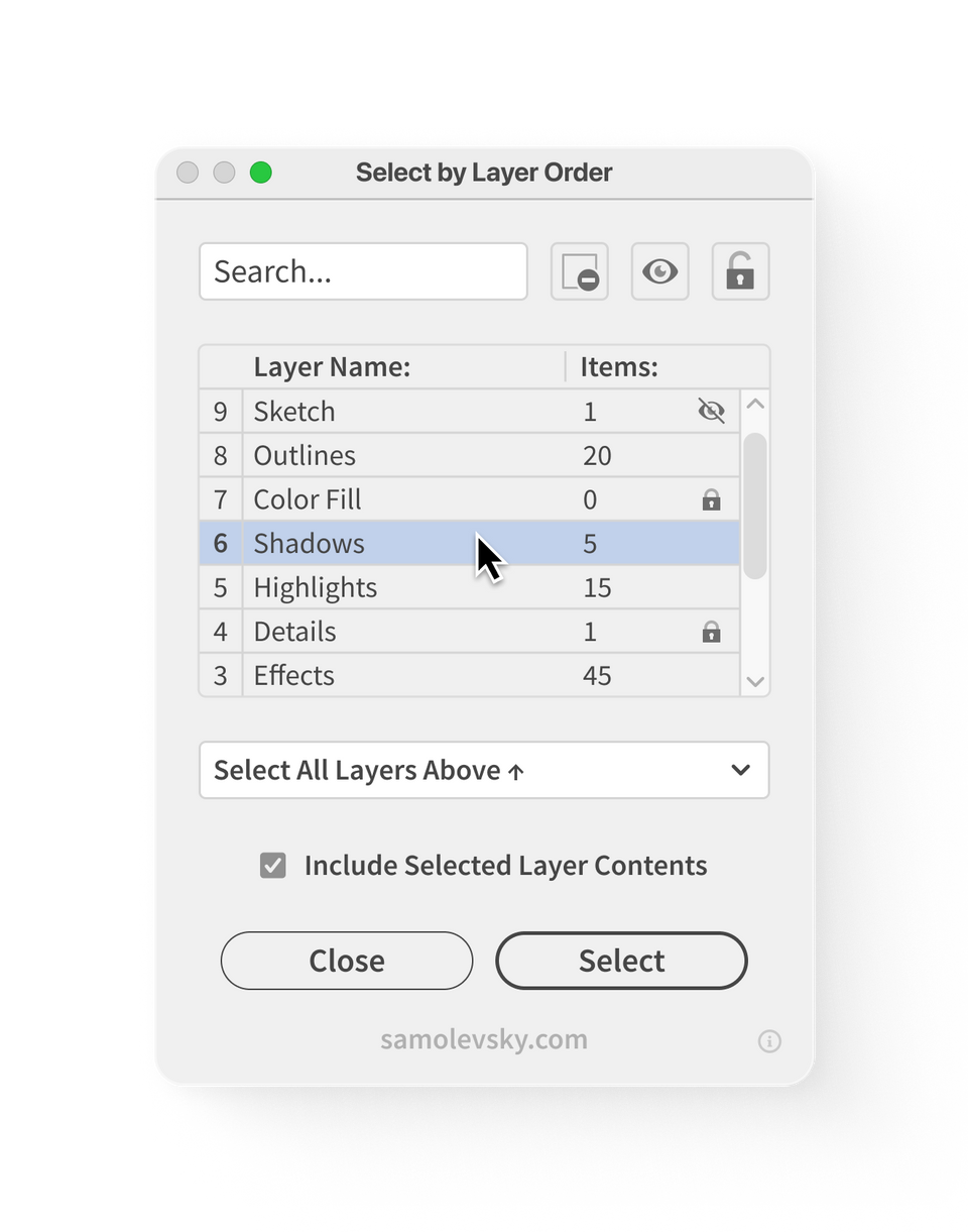 Select by Layer Order – Samolevsky