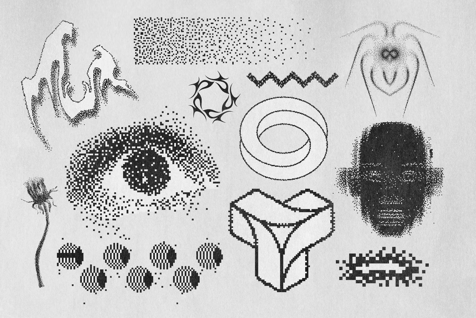 82 Vector Dither Textured Clip Art Shapes – Samolevsky