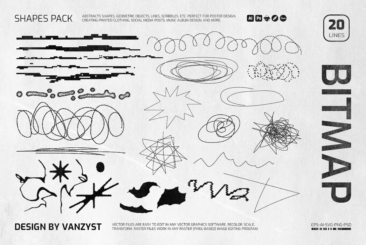 138 Bitmap Vector Shapes Pack – Samolevsky