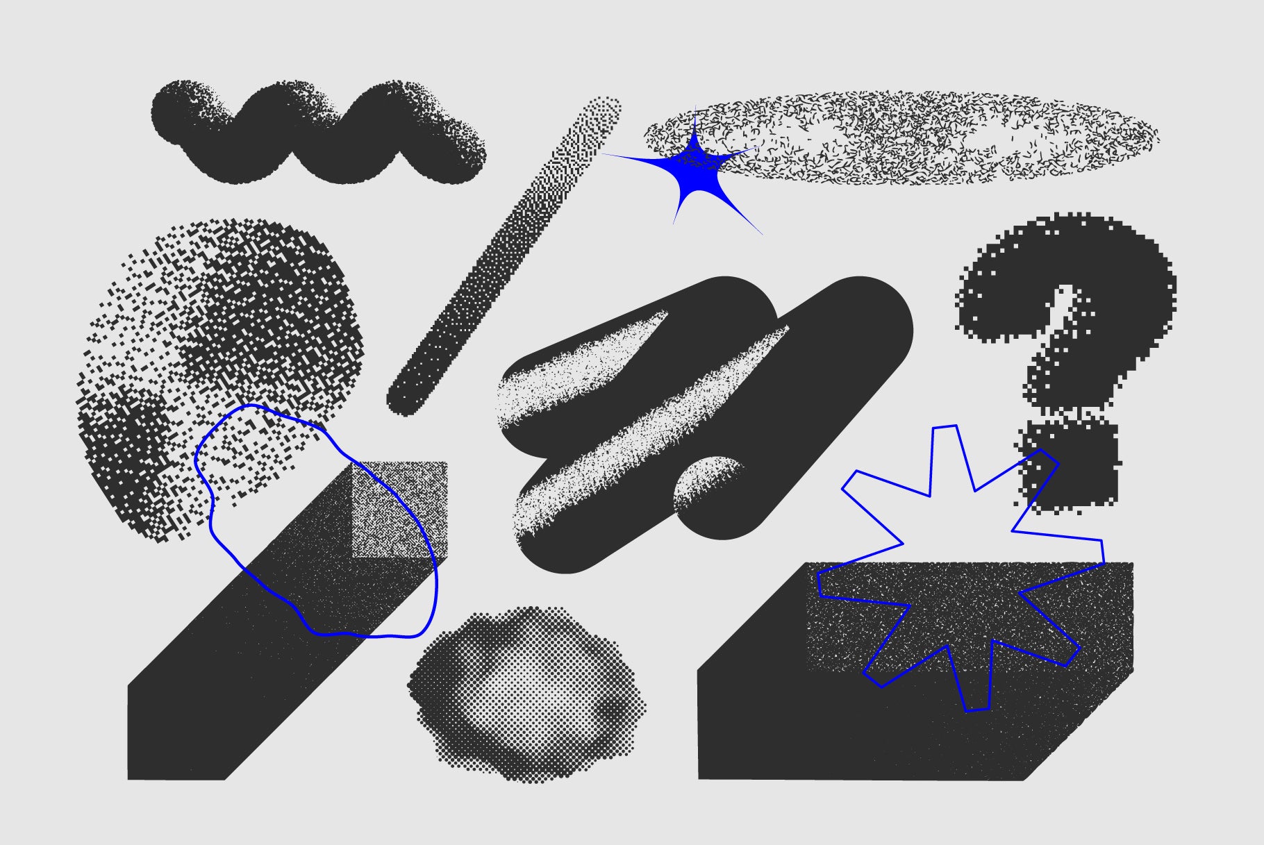 129 Vector Halftone Bitmap Shapes Set Samolevsky