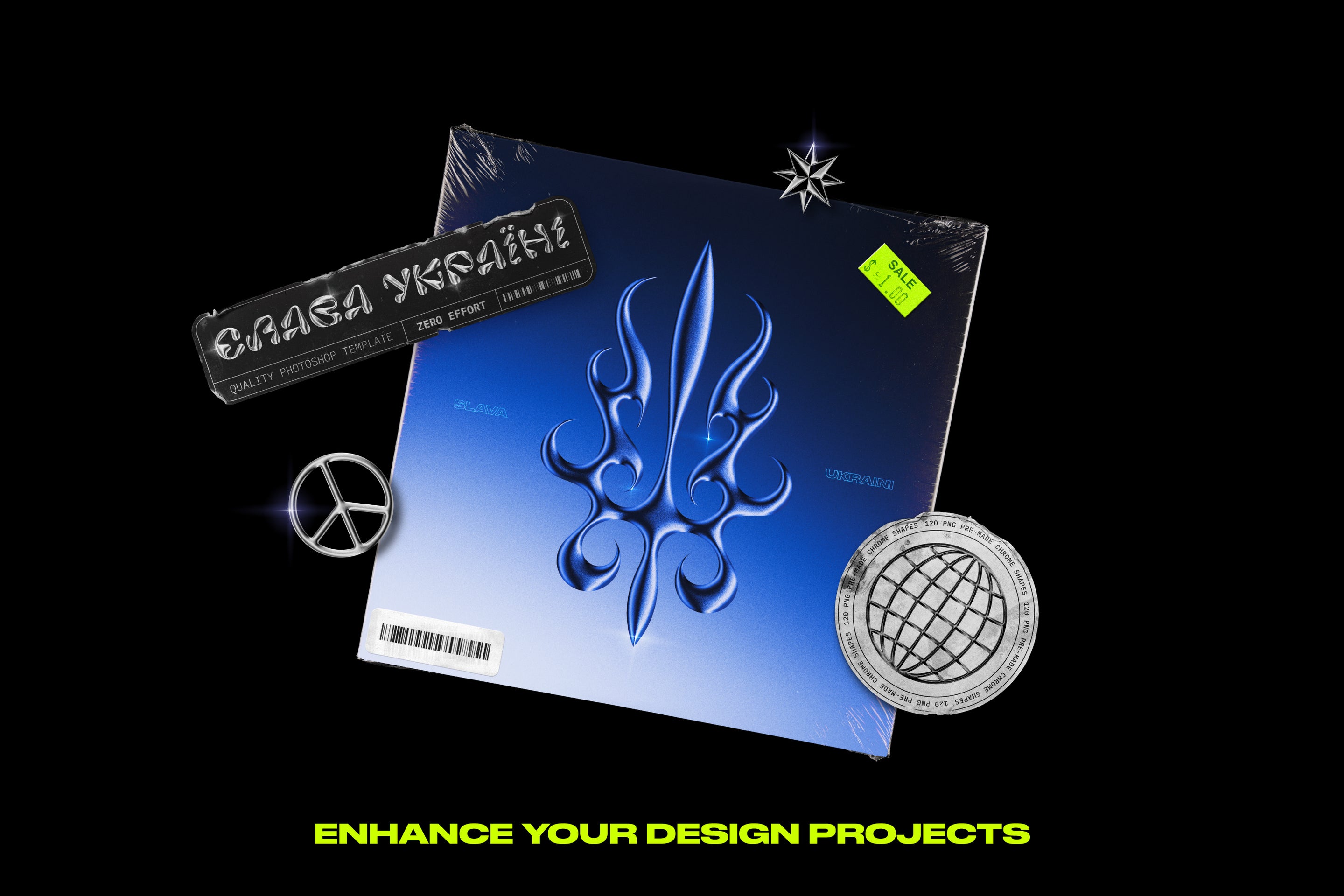 Chrome 3D Effect for Photoshop + 120 Shapes – Samolevsky