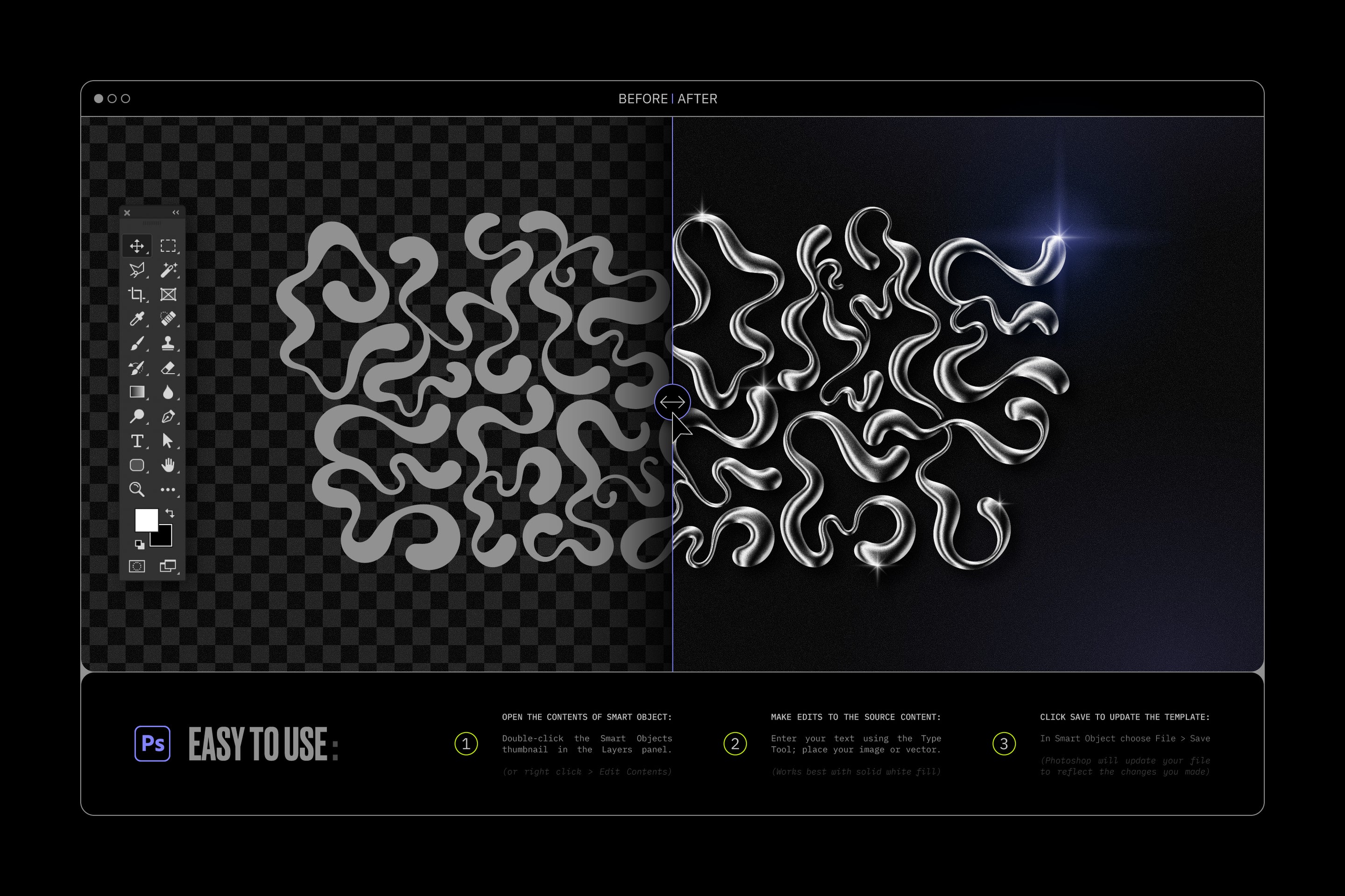Chrome 3D Effect for Photoshop + 120 Shapes – Samolevsky