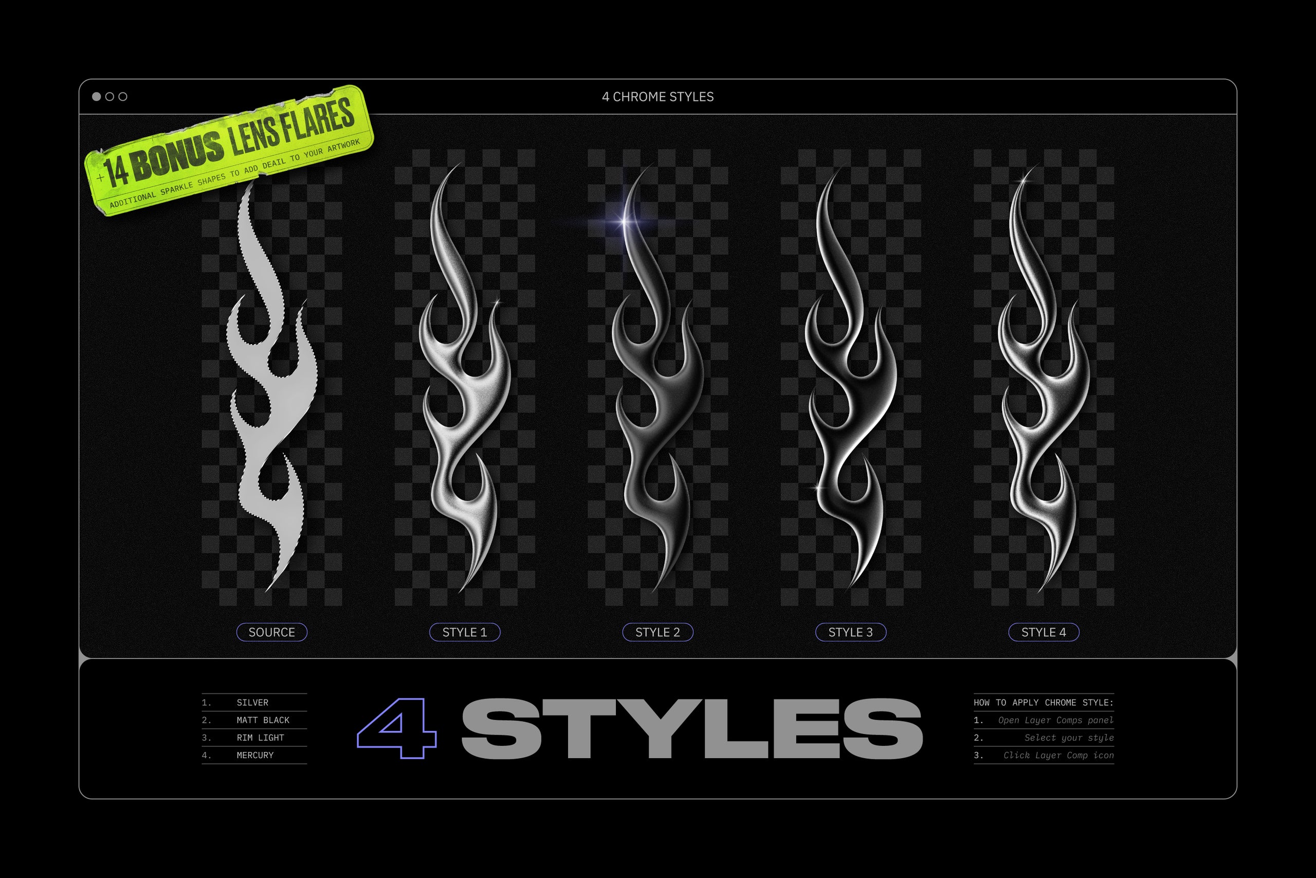 Chrome 3D Effect for Photoshop + 120 Shapes – Samolevsky